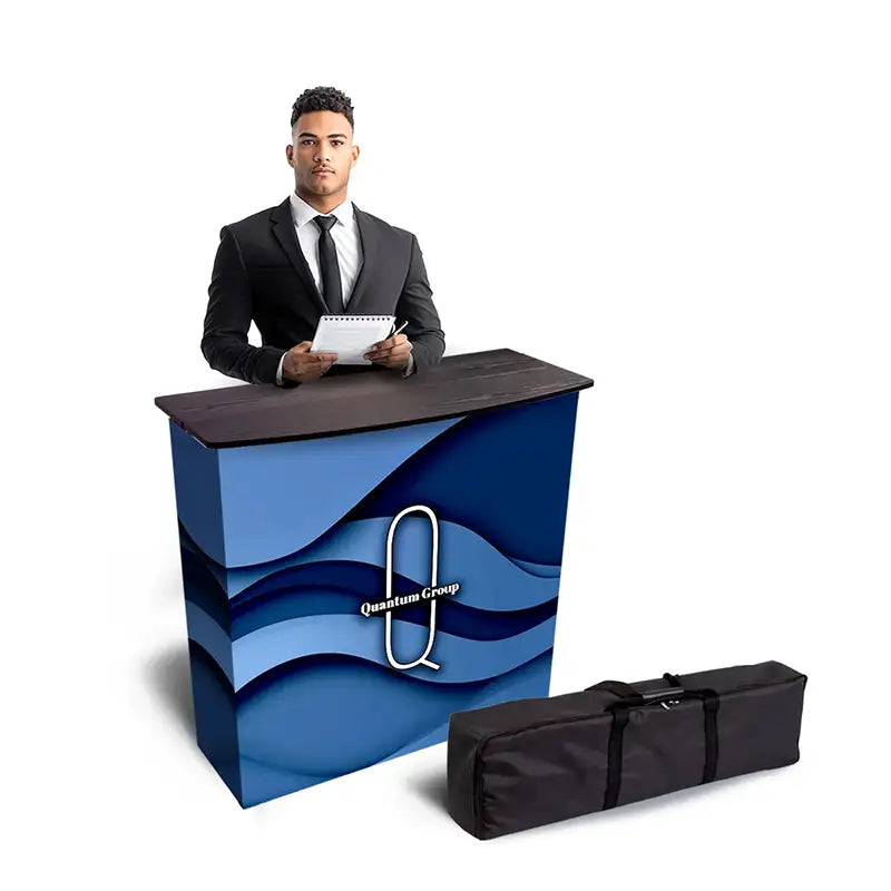 Pop Up Counter Table With Shelf – 123Displays