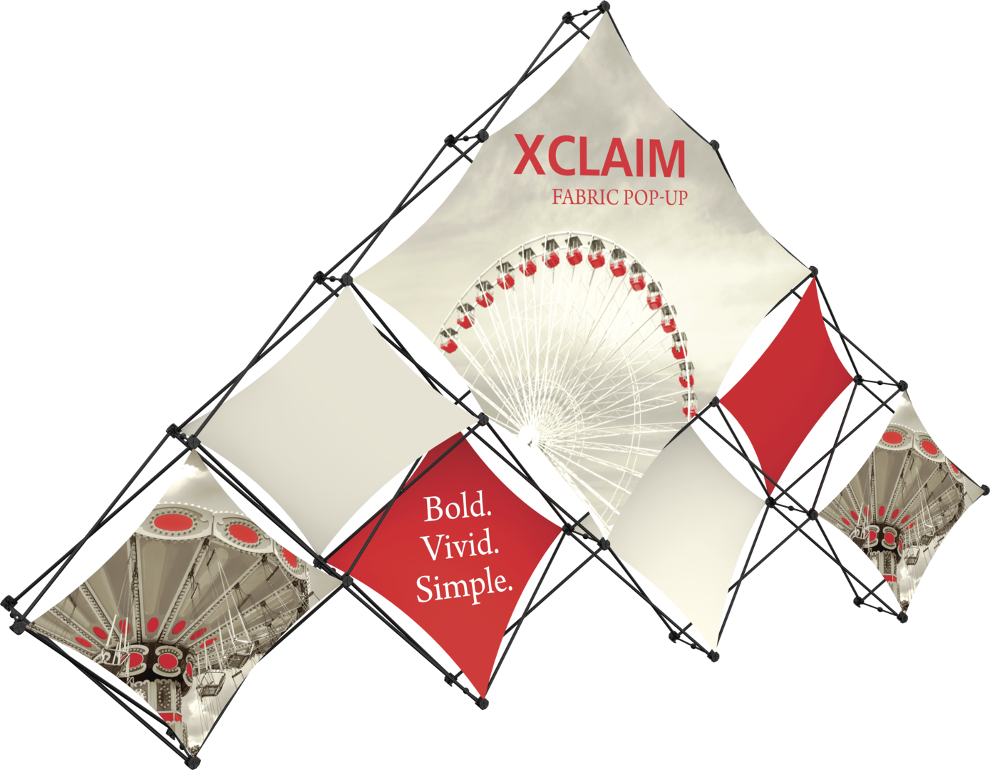 14ft Xclaim 10 Quad Pyramid Fabric Popup Display Kit 03 (Graphics Only ...